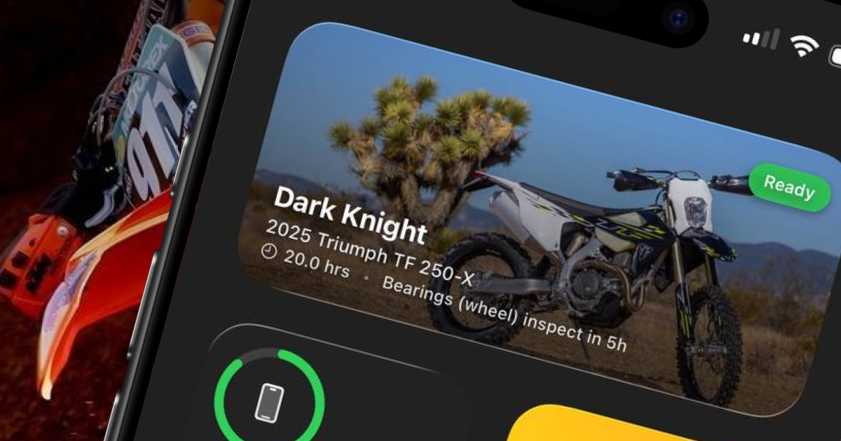 DIRTTIME - Motorcycle & Dirt Bike Maintenance Tracker App for iOS